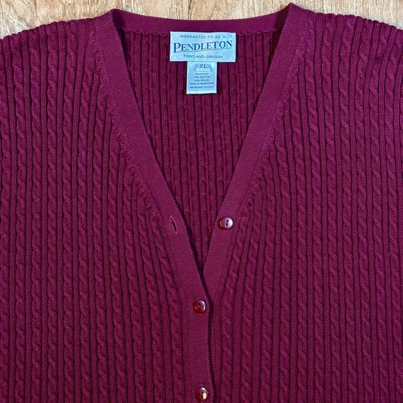 Pendleton | Sweaters | Womens Pendleton Burgundy Maroon Cable Knit Cardigan Size Xl Nwot Dark ...